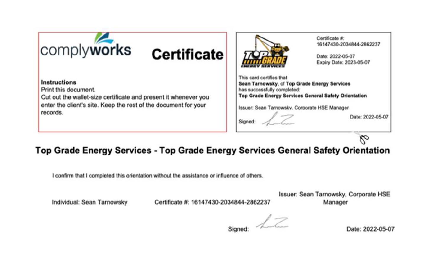 ORIENTATIONS – TOP GRADE ENERGY SERVICES